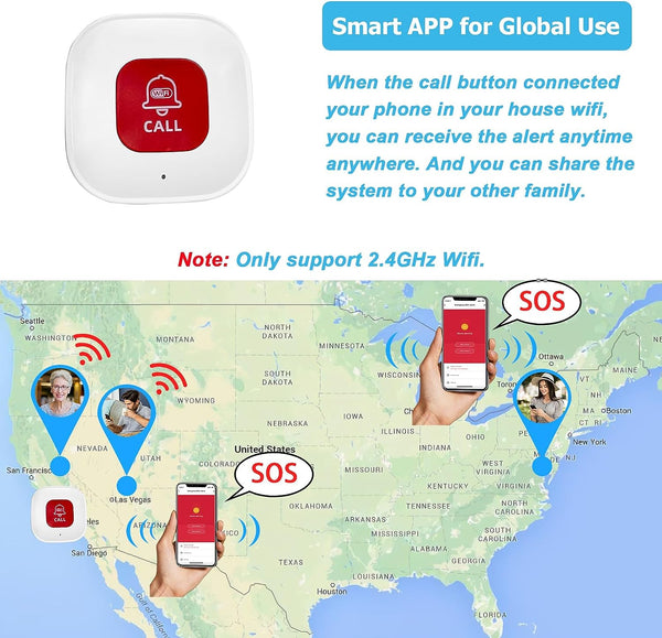 Daytech Wireless SOS Alert System for Seniors: WiFi Caregiver Pager wi ...