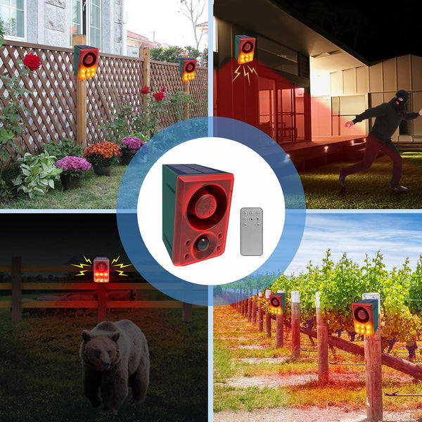 Daytech Solar Outdoor Motion Sensor Alarm with Dog Barking Gunshot ...